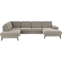 Sit & More Wohnlandschaft SIT & MORE, B:335cm H:82cm T:212cm, beige, 95% Polyester 5% Polyamid, Sofas, "Morris U-Form, inkl. Sitztiefenverstellung", wahlweise