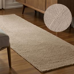 Wollteppich Hanse Home, B:80cm H:18mm L:200cm, beige, Wolle, Wohnzimmer, Teppiche, "Eleni", Handgetuftet, Wolle, Natur, Wohnzimmer, Schlafzimmer,