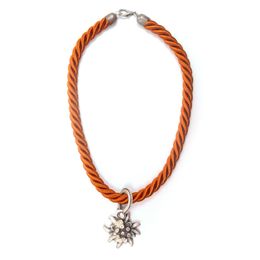 Allgäu Rebell ALLGÄU REBELL Damen Collier "Marlene", orange, Basic, Textil, Halsketten, mit Edelweißanhänger
