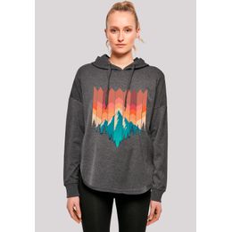 F4NT4STIC Damen Kapuzenpullover "Berg Sonnenuntergang Geometrisch", grau, Gr. S, Obermaterial: 100% Baumwolle, Pullover, Premium Qualit&auml;t