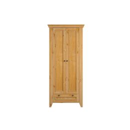 Garderobenschrank Home Affaire, B:85cm H:192cm T:38cm, beige, Massivholz, Flur, Schränke, "Skandinavia", Massivholz, 2-türig, mit Schubkasten und
