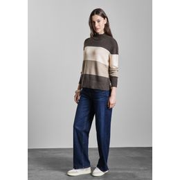 Street One Damen Strickpullover, braun, Gr. 36, gestreift, Stoff, 30% Polyester, 29% Polyacryl, 21% Viskose, 20% Nylon, Pullover, aus softem