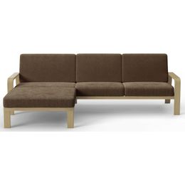 Sit & More Ecksofa SIT & MORE, B:264cm H:91cm T:178cm, rosa, 100% Polyester, Wohnzimmer, Sofas, "Kolding L-Form", Armlehnen aus Buchenholz in natur,
