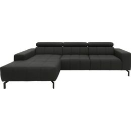 Ecksofa DOMO collection, B:292cm H:79cm T:175cm, schwarz, Echtleder, Wohnzimmer, Sofas, "Cunelli tolle Sitznähte als Designelement, fester