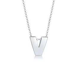 Elli Damen Kette mit Anhänger "Buchstabe V Initialen 925 Sterling Silber", 45, ohne Stein, Silber 925 (Sterlingsilber), L: 45, silber, Silber 925