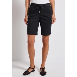 Street One Damen Bermudas, schwarz, Gr. 38, unifarben, Web, 98% Baumwolle, 2% Elasthan, Hosen, Middle Waist