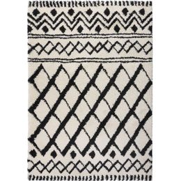 Hochflor-Teppich FLAIR RUGS, B:120cm H:30mm L:170cm, beige, Kunstfaser, Teppiche, "Souk Berber", Boho-Look, Rauten Design, weich