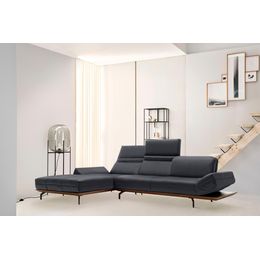 Ecksofa, B:313cm H:117cm T:212cm, schwarz, CREATION BY ROLF BENZ, Flachgewebe DONNA (76% Polyester 24% Polyacryl);Leder OSKAR - echtes Leder,