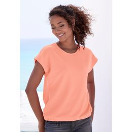 Vivance Damen Kurzarmshirt "aus bügelfreier Strukturqualität", orange, Gr. 36, unifarben, Stoff, Obermaterial: 80% Polyester, 16% Viskose, 4%