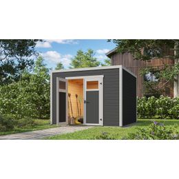 Gartenhaus Weka, grau, Holzwerkstoff, Gartenh&auml;user, "Batu/Nika 3", 28 mm starke Blockbohlen