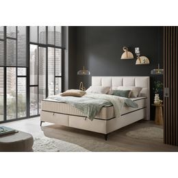 Boxbett, B:183cm L:210cm, beige, ED EXCITING DESIGN, 100% Polyester, Komplettbetten, "Monroe inkl. Bettkasten, erh&auml;ltlich in den Breiten 160cm &