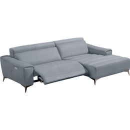 Ecksofa Egoitaliano, B:266cm H:95cm T:163cm, blau, Leder »NUVOLE« (Echtes Rindsleder). Halbnatürliches, halbnarbiges Rindsleder mit einer natürlichen