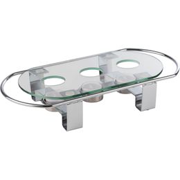 APS St&ouml;vchen, B:18cm H:5,5cm L:33,5cm, silber, St&ouml;vchen, Metall/Glas, 3-flammig