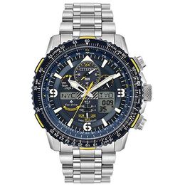 Citizen Herren Funkchronograph "Promaster Skyhawk "Blue Angels"", silber, Armbanduhren, Armbanduhr, Herrenuhr, Solar, Stoppfunktion, Edelstahlarmband