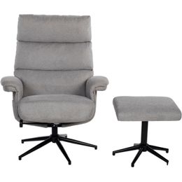 TV-Sessel Duo Collection, B:87cm H:108cm T:82cm, grau, 100% Polyester, Sessel, "Zalea", mit Hocker und Relaxfunktion, 360 Grad drehbar