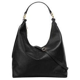 Samantha Look Damen Shopper, schwarz, Leder, leicht glänzend, unifarben, Taschen, Made in Italy, Große Handtasche mit Smartphonefach
