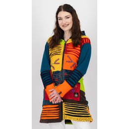 DEPROC Active Damen Fleecejacke "Patchwork NUNAVUT LONG WMN", bunt, Gr. 46, 100% Baumwolle, Jacken, auch in Gro&szlig;en Gr&ouml;&szlig;en erh&auml;ltlich