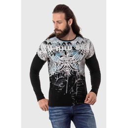 Cipo & Baxx CIPO & BAXX Herren T-Shirt "Sweatshirts", schwarz, Gr. XL, bedruckt, 95% Baumwolle;5% Elasthan, Shirts, mit coolem Print