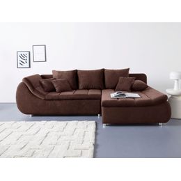 Ecksofa Inosign, B:271cm H:90cm T:104cm, braun, Wohnzimmer, Sofas, "Imola, elegant und modern, aktuelle Steppung im Sitz, bequem, L-Form", frei im