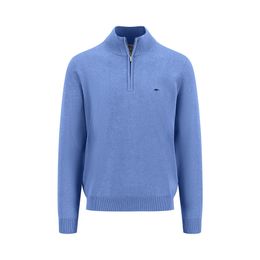 Fynch-Hatton Herren Troyer, blau, Gr. 4XL, bestickt, unifarben, Strick, Obermaterial: 100% Baumwolle, Pullover, mit Logostickerei