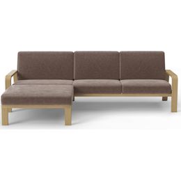 Sit & More Ecksofa SIT & MORE, B:264cm H:91cm T:178cm, grau, 100% Polyester, Wohnzimmer, Sofas, "Kolding L-Form", Armlehnen aus Buchenholz in natur,