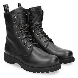 Panama Jack Damen Schnürboots "Frisia", Gr. 40, schwarz, Nappaleder, Schuhe, Schnürboots, Stiefelette, Blockabsatz, mit Warmfutter