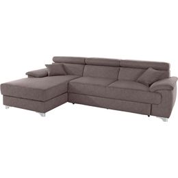 Ecksofa DOMO collection, B:271cm H:78cm T:167cm, grau, Zierkissen: Entsprechend jeweiligem Bezug.;Struktur (100% Polyester);Struktur fein (100%