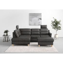Sit & More Ecksofa SIT & MORE, B:251cm H:90cm T:187cm, grau, Wohnzimmer, Sofas, "Farö L-Form", inklusive Federkern, wahlweise mit Bettfunktion und Bettkasten
