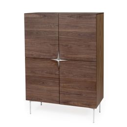 Highboard WOODMAN, B:100cm H:140cm T:48cm, braun, Wohnzimmer, Sideboards, Kommode mit Holzfurnier aus Eiche, im Skandinavischen Design