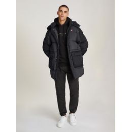 Tommy Jeans Herren Steppmantel "TJM TWO TONE PARKA", schwarz, Gr. M, Web, Obermaterial: 100% Polyamid, Mäntel, kontrastfarbene Einsätze