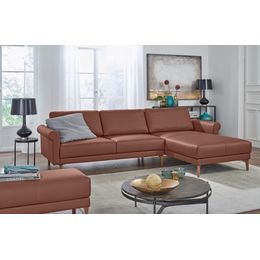 Ecksofa, B:262cm H:85cm T:178cm, braun, CREATION BY ROLF BENZ, NaturLEDER OSKAR (echtes Rindsleder), Wohnzimmer, Sofas, "CR.450, Designecksofa,