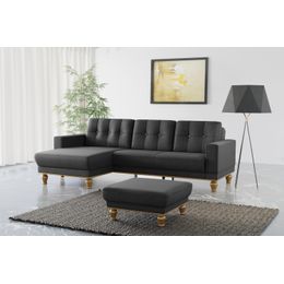 Sit & More Ecksofa SIT & MORE, B:279cm H:90cm T:167cm, schwarz, 100% Polyester, Wohnzimmer, Sofas, "Orient 5 L-Form", mit Strass-Stein, wahlweise mit