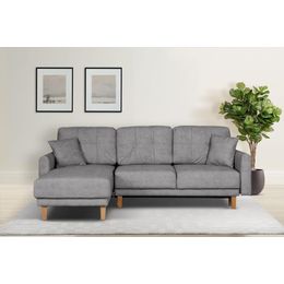 Ecksofa Home Affaire, B:234cm H:89cm T:164cm, grau, 100% Polyester, Wohnzimmer, Sofas, "TRIPLO optionale Schlafsofa mit Bettkasten, Maße B/T/H: