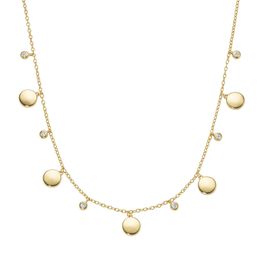Smart Jewel Damen Collier "mit runden Pl&auml;ttchen und Zirkonia als Behang, Silber 925", 45cm, Silber 925 (Sterlingsilber), gold, Silber 925