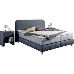 Boxspringbett Home Affaire, B:167cm L:207cm, blau, Komplettbetten, "Cesson, in verschiedenen Breiten", inkl. Topper, wahlweise in H2, H3 oder H4