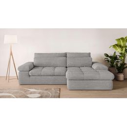 Ecksofa Home Affaire, B:274cm H:106cm T:203cm, grau, 83% Polyester, 17% Nylon, Wohnzimmer, Sofas, "ALVERIE mit Recamiere, moderne Steppung, Ma&szlig;e: