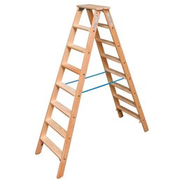 Krause Doppelleiter "STABILO", B/H/L: 55cm x 20cm x 190cm, braun, Leitern, Holz, 2x8 Stufen, Arbeitsh&ouml;he ca. 245 cm