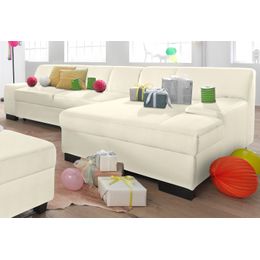 Ecksofa DOMO collection, B:268cm H:74cm T:153cm, beige, NaturLEDER in Sitz und Rücken. Korpus in passendem Kunstleder SOFTLUX bezogen;Struktur (90%