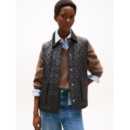 Tommy Hilfiger Damen Steppweste "PADDED NYLON SLIM QUILTED VEST", schwarz, Gr. XL, unifarben, Web, Obermaterial: 100% Polyamid, Westen