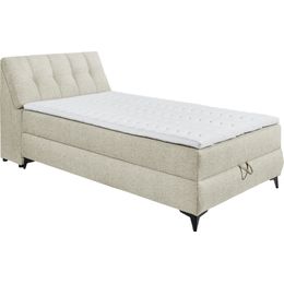 Boxbett, B:125cm L:240cm, beige, ED EXCITING DESIGN, 100% Polyester, Komplettbetten, "Atlantis", mit Bettkasten und Stauraum im Kopfteil