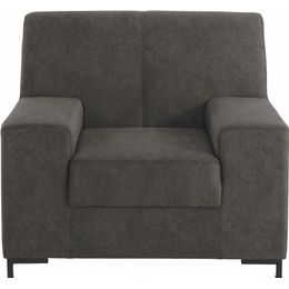 Sessel DOMO collection, B:100cm H:83cm T:88cm, grau, 100% Polyester, Wohnzimmer, Sessel, "Ledas kubisch und komfortabel, flache Armlehnen, eleganter
