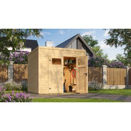 Gartenhaus Weka, beige, Massivholz, Gartenhäuser, "Batu/Nika 2", 28 mm starke Blockbohlen