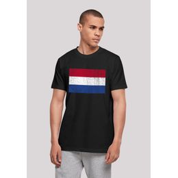 F4NT4STIC Damen T-Shirt "Niederlande Holland Flagge distressed", schwarz, Gr. XL, Obermaterial: 100% Baumwolle, Shirts, Print