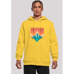 F4NT4STIC Herren Kapuzenpullover "Berg Sonnenuntergang Geometrisch", gelb, Gr. S, Obermaterial: 65% Baumwolle, 35% Polyester, Pullover, Premium