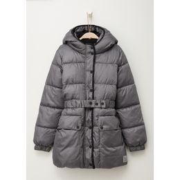 s.Oliver JUNIOR Kinder Outdoorjacke, grau, Gr. L, unifarben, Steppware, Obermaterial: 100% Polyester, Jacken, mit Kapuze