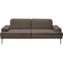 3-Sitzer Musterring, B:228cm H:79cm T:130cm, silber, 100% Polyester, Sofas, "MR 4580", inkl. Kopf- und Sitztiefenverstellung, Fuß schwarz, B228 x
