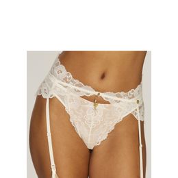 JETTE Damen Strapsg&uuml;rtel, Gr. 32, beige, Spitze, Obermaterial: 90% Polyamid, 10% Elasthan, Strumpfhalter, aus floraler Spitze mit extravagantem