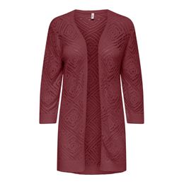 Only Damen Strickjacke "ONLWISTY 7/8 OPEN CARDIGAN KNT", rot, Gr. S, unifarben, Strick, Obermaterial: 55% Polyacryl, 45% Nylon, Strickjacken