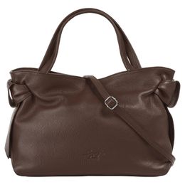 Samantha Look Damen Henkeltasche, braun, Leder, leicht glänzend, unifarben, Taschen, echt Leder, Made in Italy