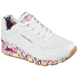 Skechers Damen Wedgesneaker "UNO-LOVING LOVE", Gr. 37, bunt, Lederimitat, Schuhe, Freizeitschuh, Halbschuh, Schnürschuh mit coolem Graffiti-Print